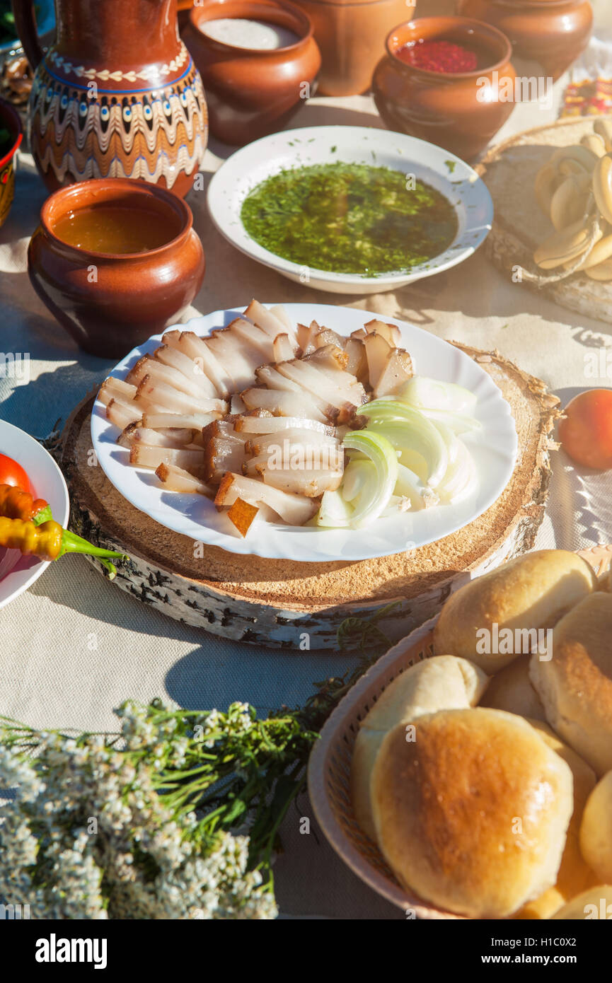 Russian table with food Stock Photo - Alamy