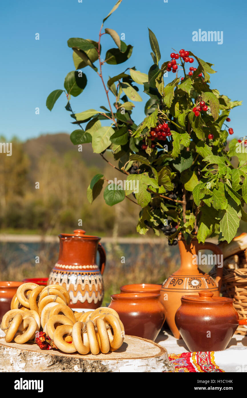 Russian table with food Stock Photo - Alamy