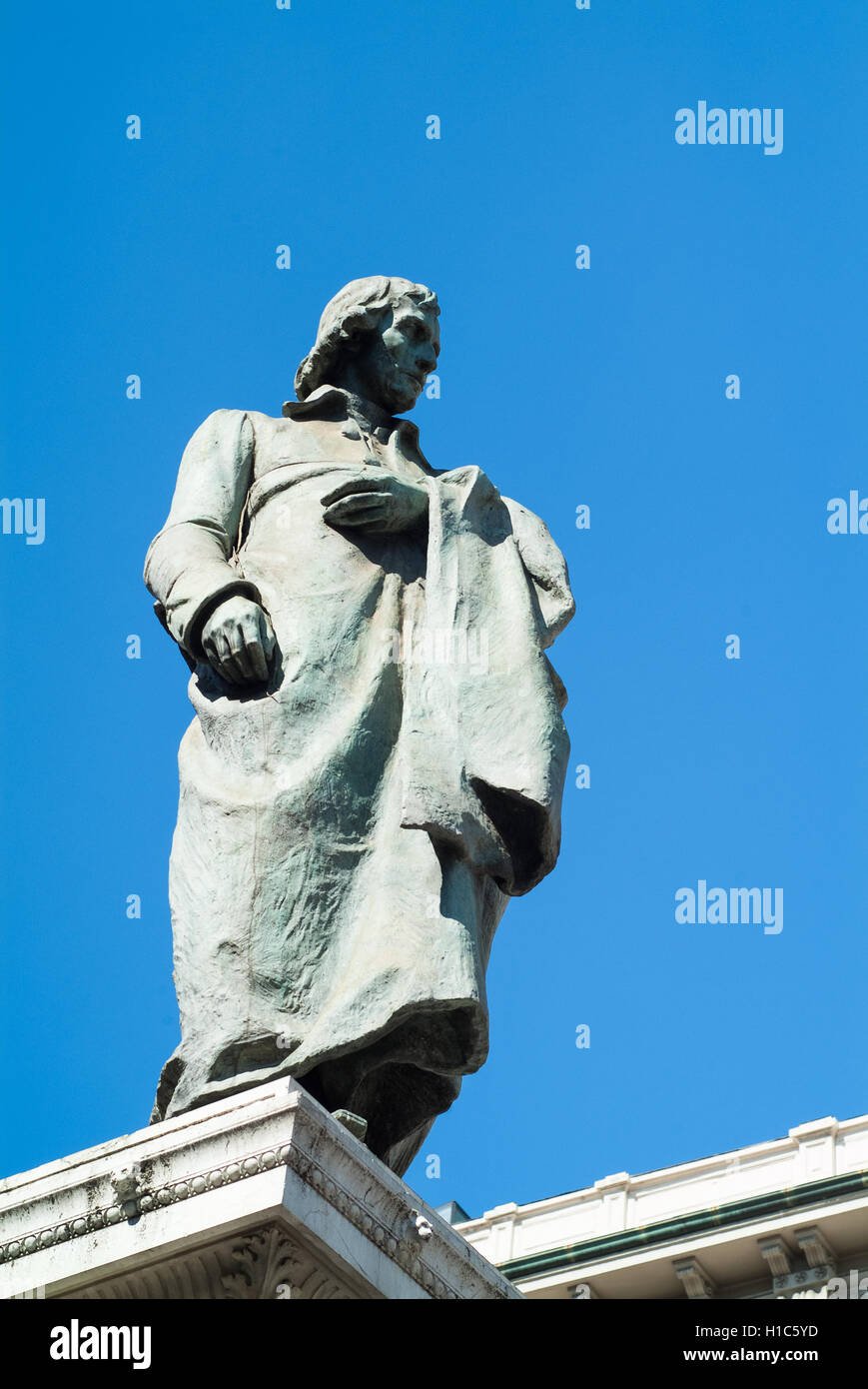 closeup photo of a statue of Giuseppe Parini, an Italian satirist and ...