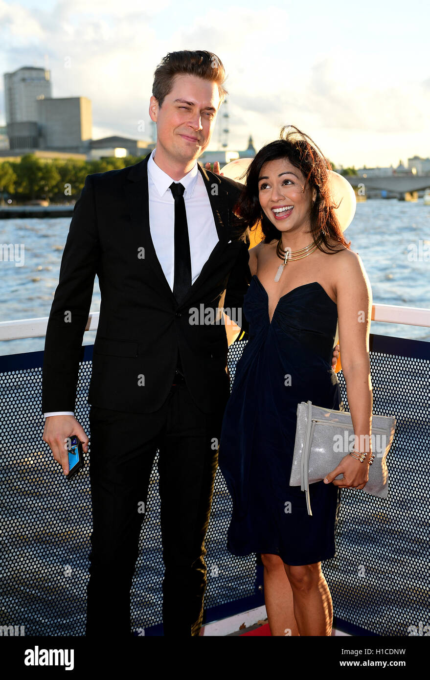 Karen David (right) and Carl Ryden attending the Raindance China Boat Party, London. PRESS ...