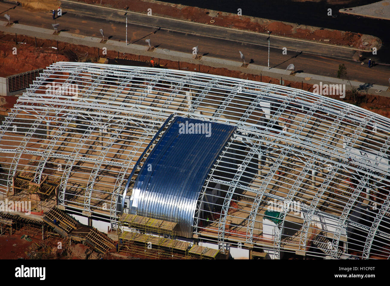 Aerial photograph of the Soccer-City, FNB-Stadium in Johannesburg ...
