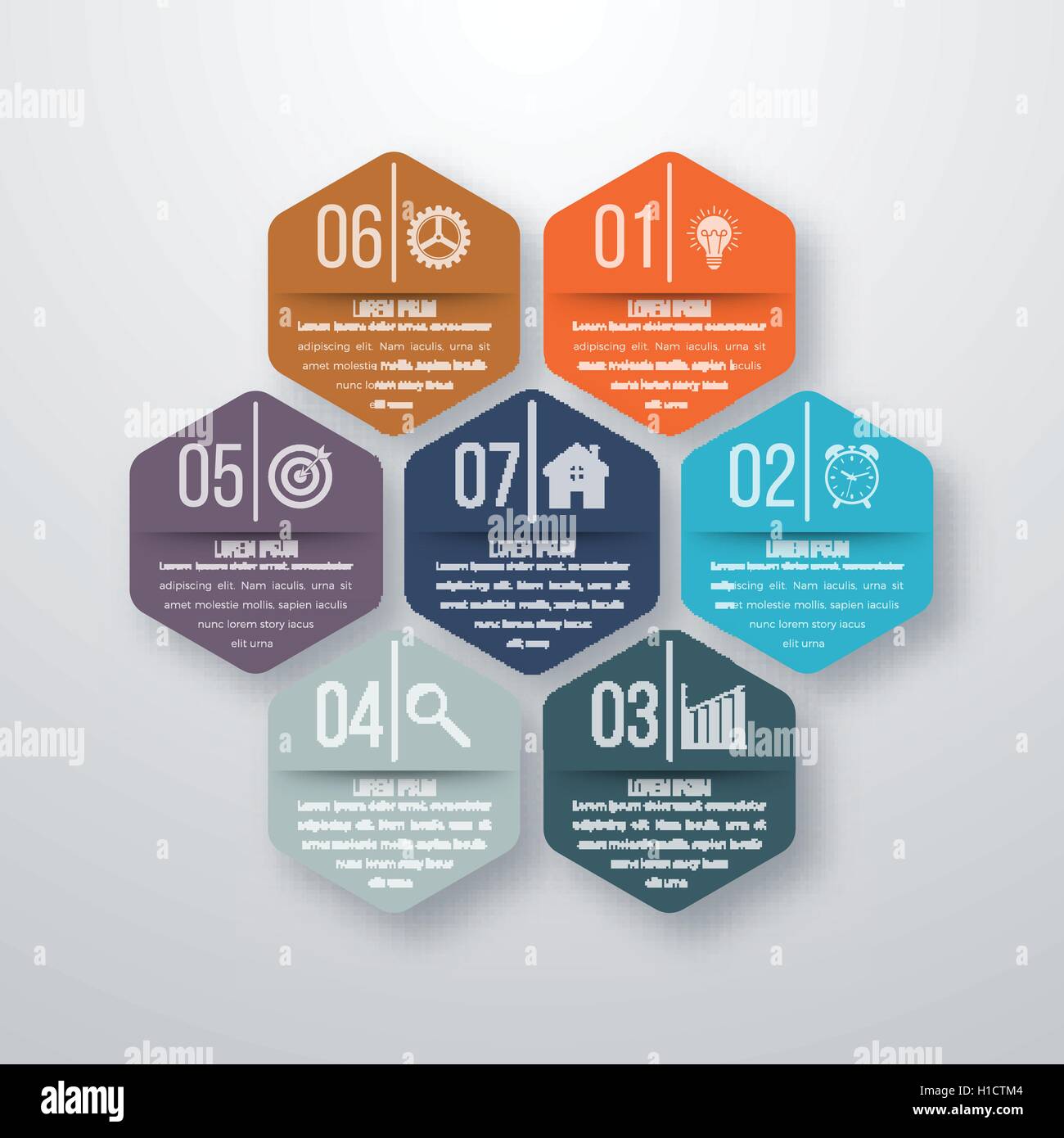 Vector illustration infographics seven hexagons Stock Vector Image ...