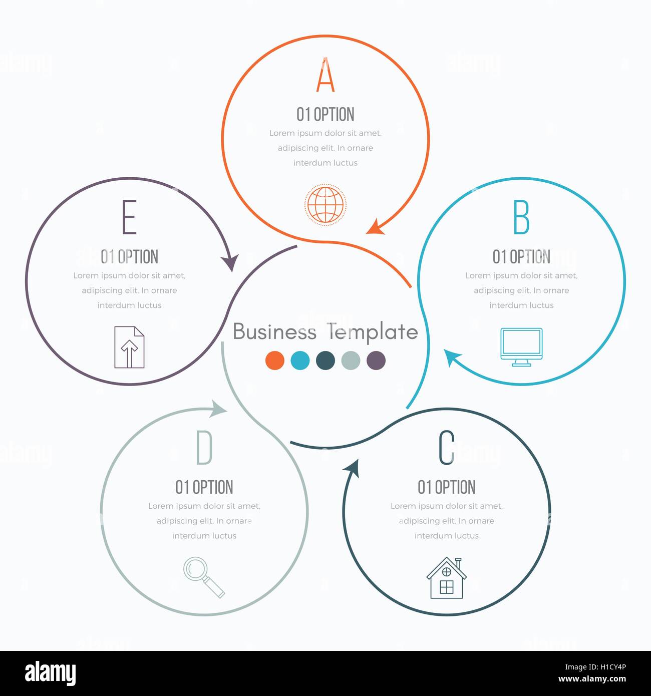 Line step infographic 5 options workflow diagram Cut Out Stock Images ...