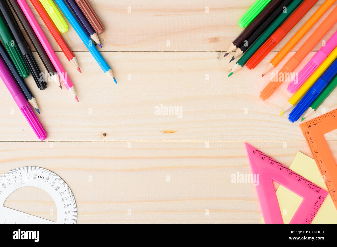 School stationery with notebook copyspace Stock Photo - Alamy