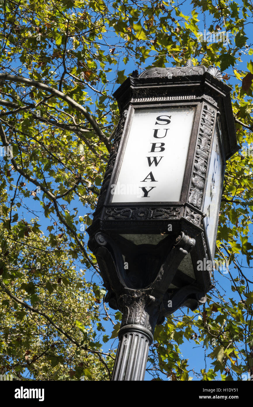 Vintage Subway Lamp Sign, NYC, USA Stock Photo - Alamy