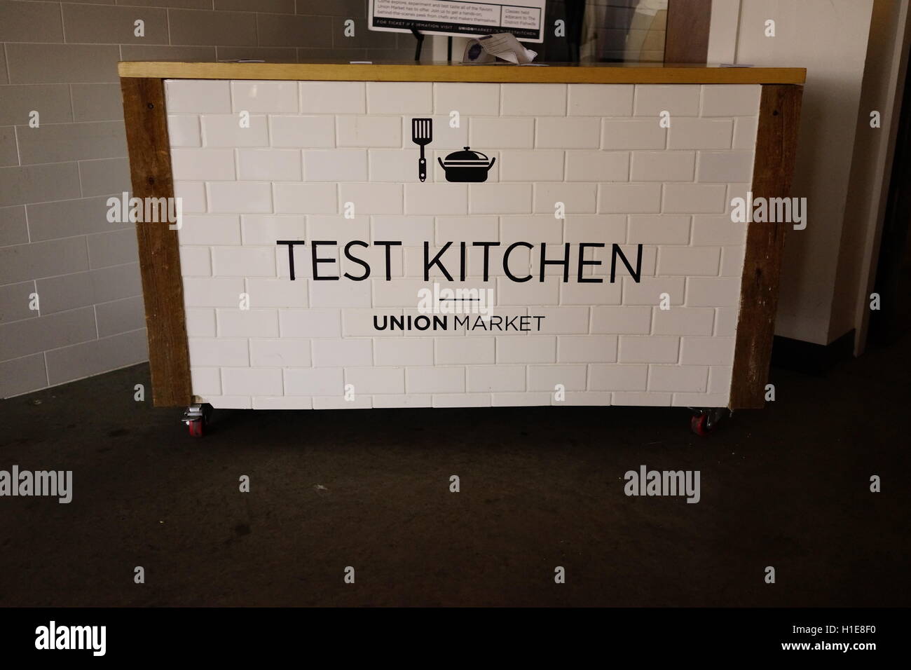 Union Market, Washington DC sign up desk for the Test Kitchen Stock ...
