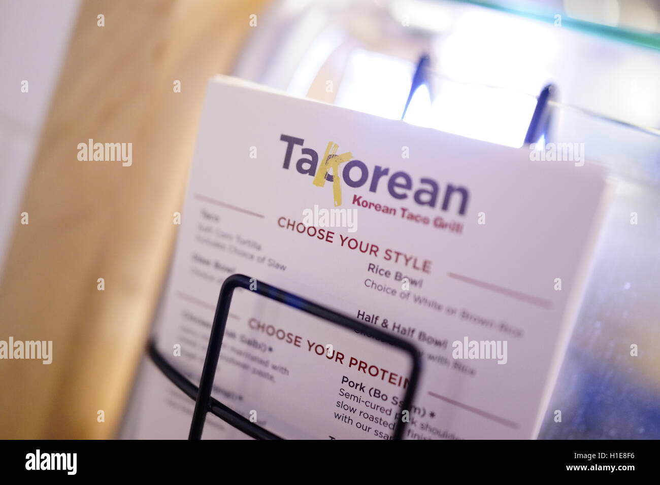 Union Market, Washington DC menu for Takorean Grill Stock Photo - Alamy