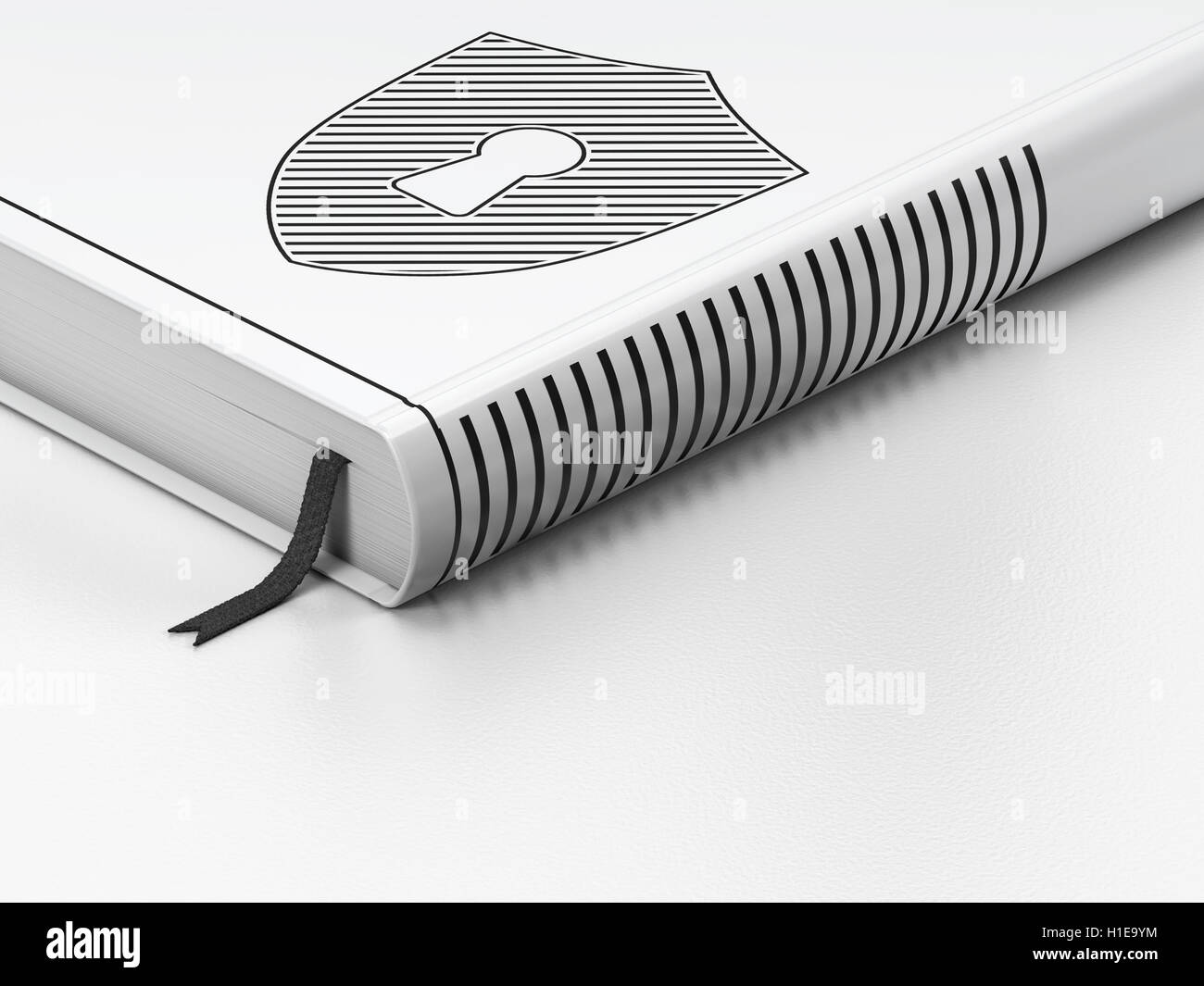 Privacy concept: closed book, Shield With Keyhole on white background ...