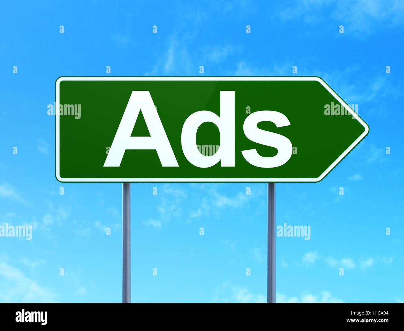 Marketing concept: Ads on road sign background Stock Photo - Alamy