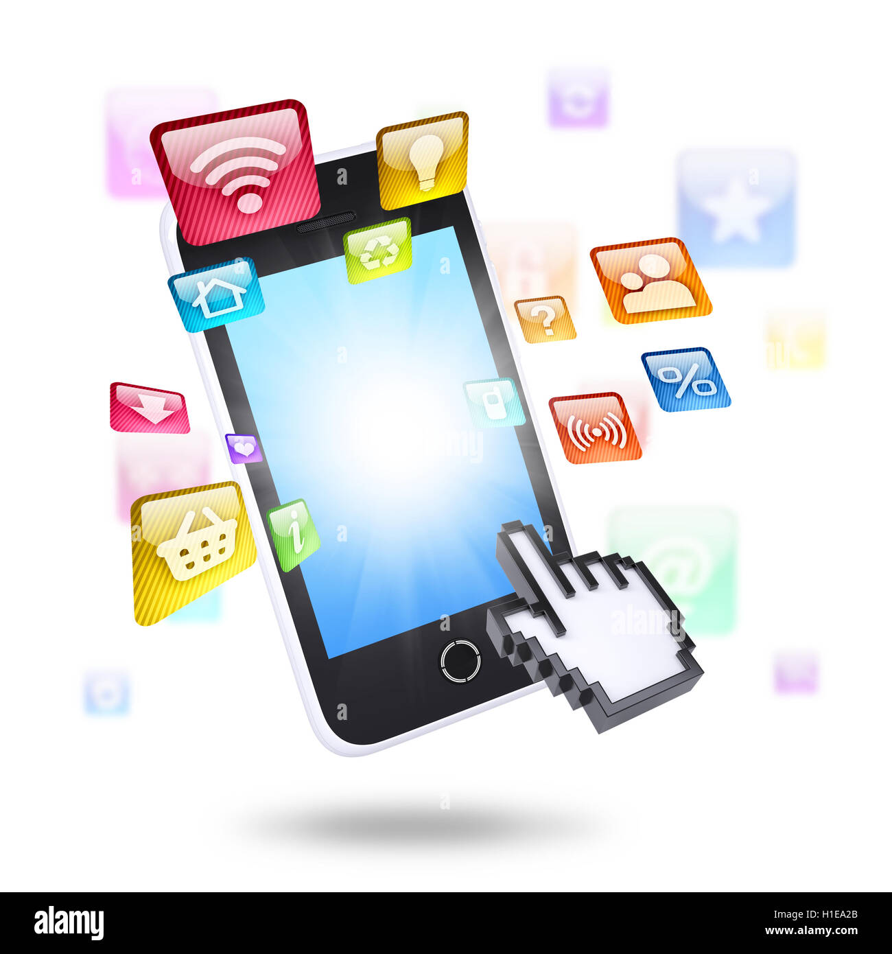 Smartphone and application icons Stock Photo - Alamy