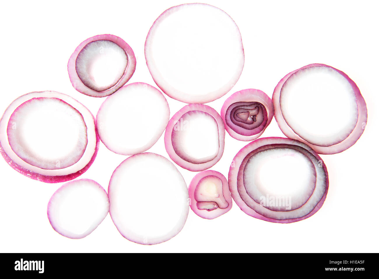 Composition of red onion rings Stock Photo - Alamy