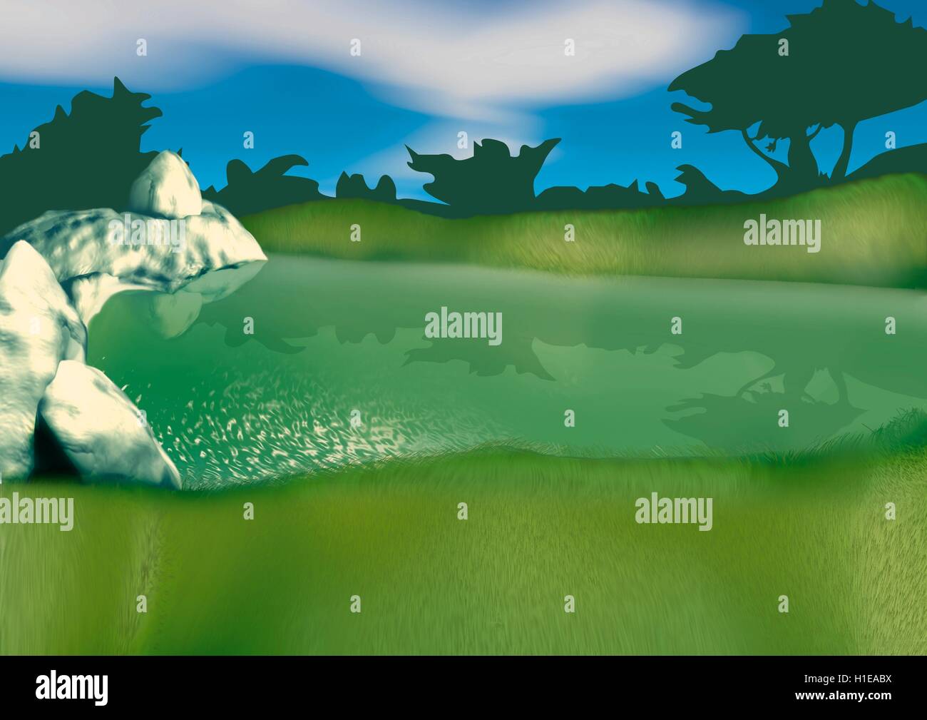 Lake cartoon image hi-res stock photography and images - Alamy