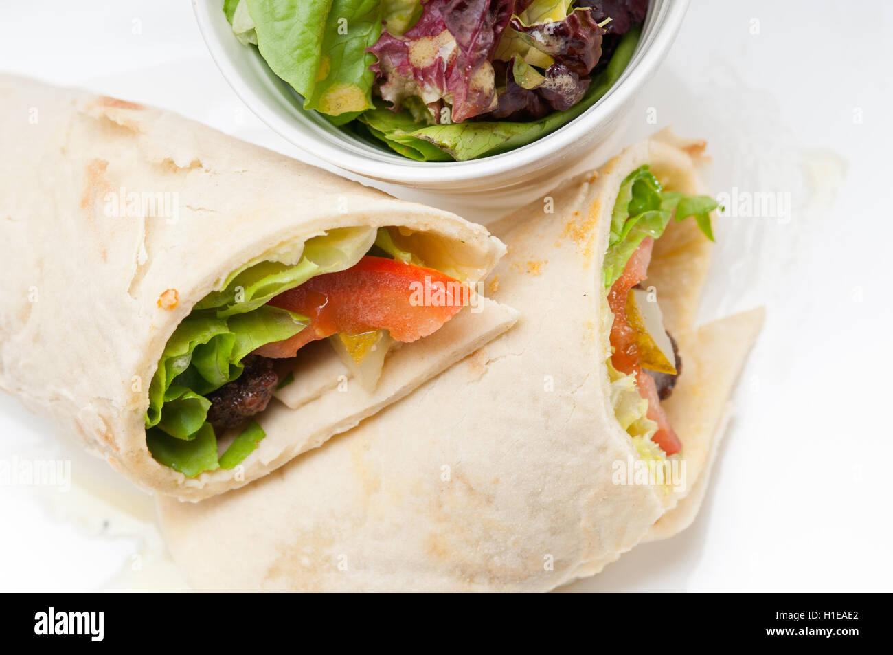kafta shawarma chicken pita wrap roll sandwich Stock Photo - Alamy