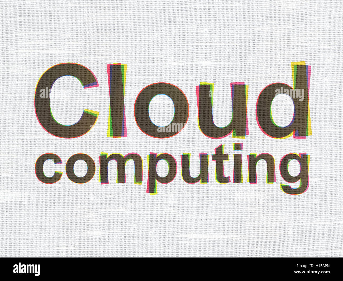 Cloud computing concept: Cloud Computing on fabric texture background ...