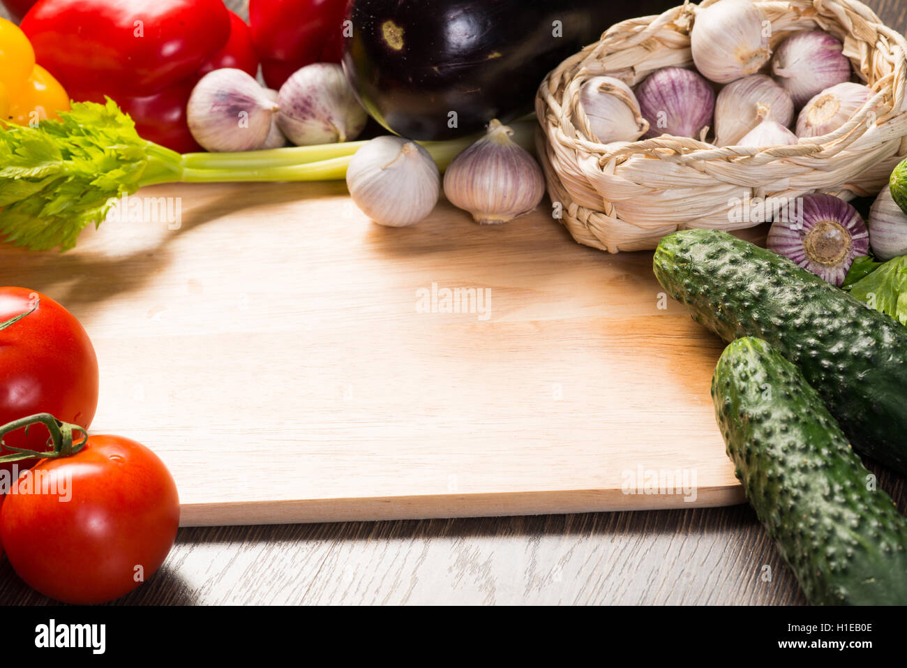 vegetables on the kitchen board Stock Photo - Alamy