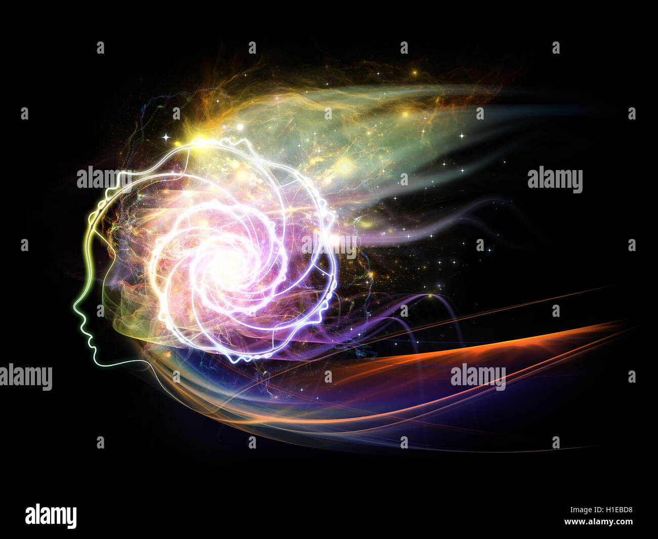Child with brain profile hi-res stock photography and images - Alamy