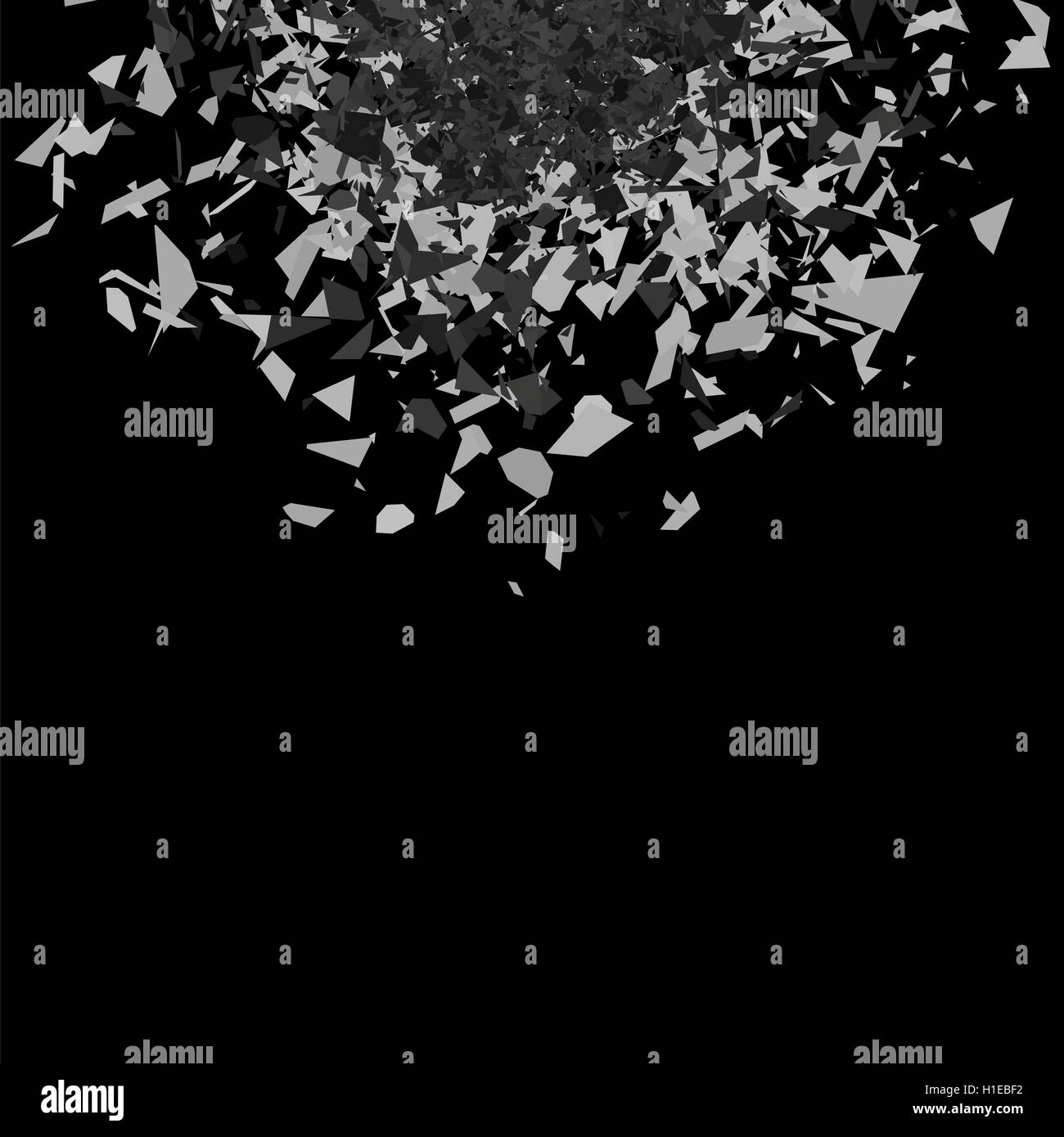 Explosion Cloud of Grey Pieces in the Air Stock Photo - Alamy