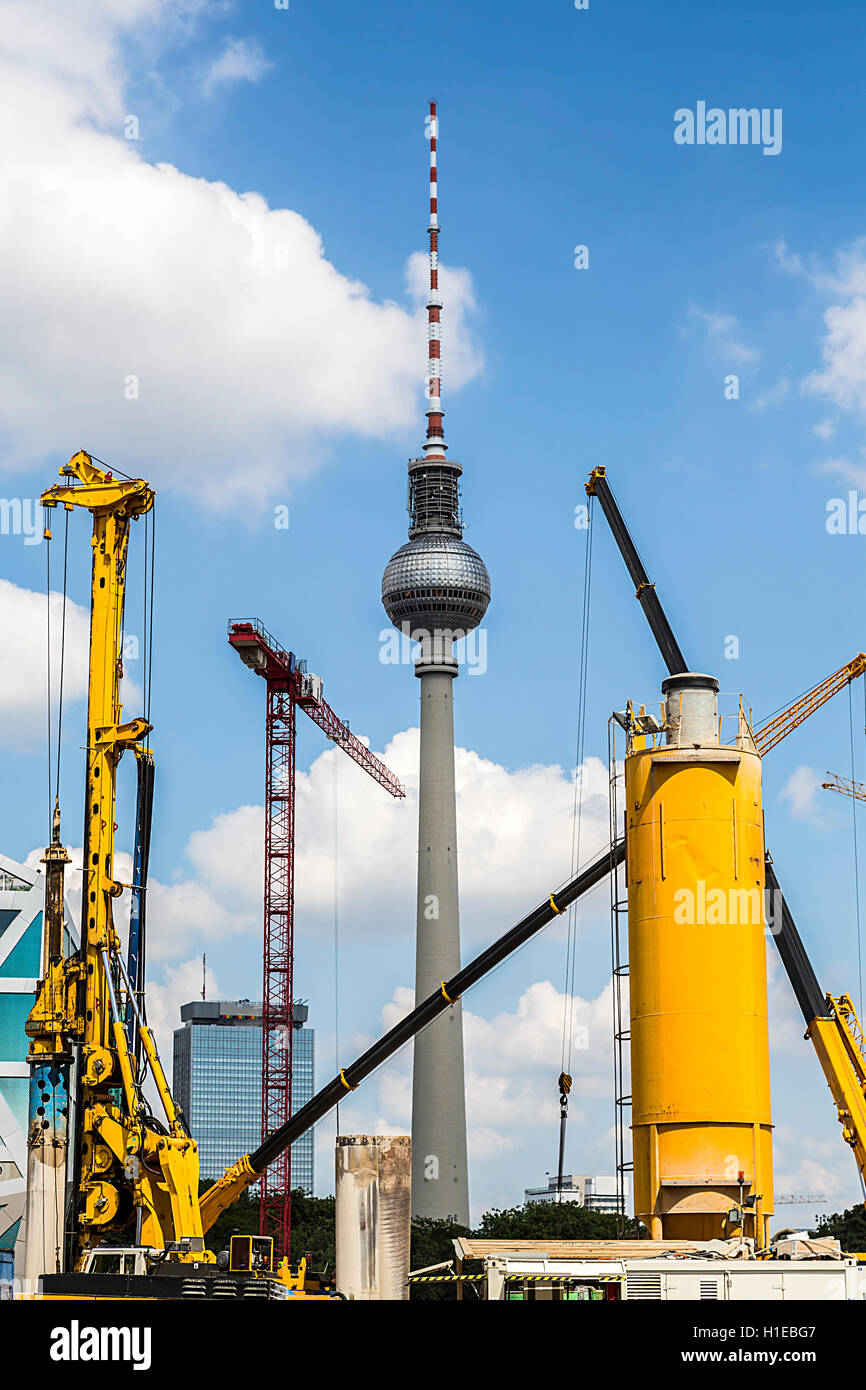 berlin tv tower in between a huge construction site Stock Photo - Alamy