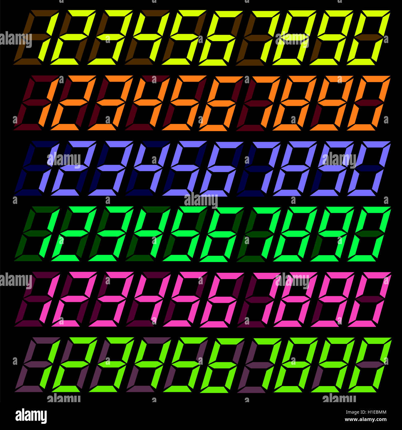 Set of Colorful Digital Numbers Stock Photo - Alamy