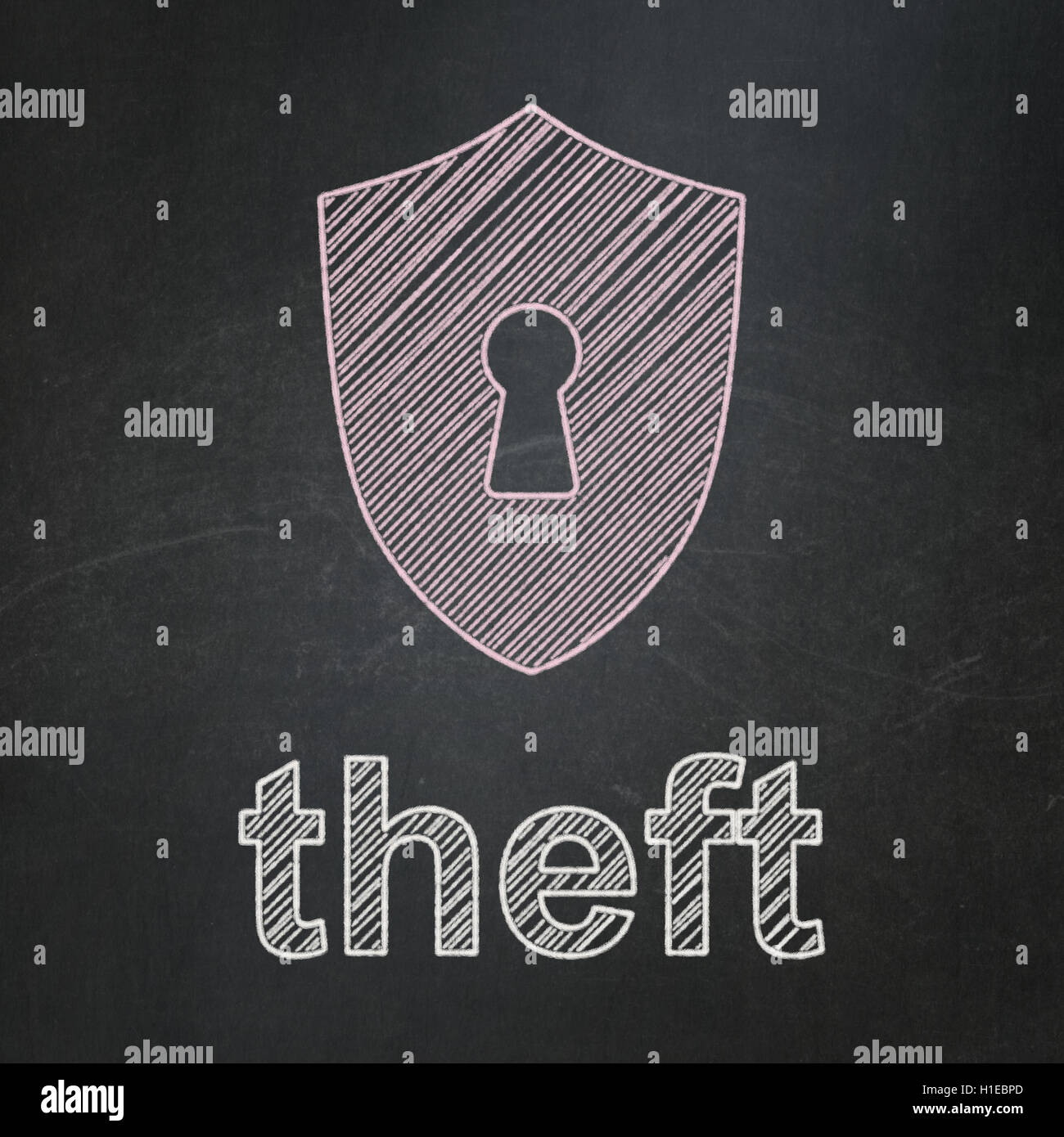 Security concept: Shield With Keyhole and Theft on chalkboard ...