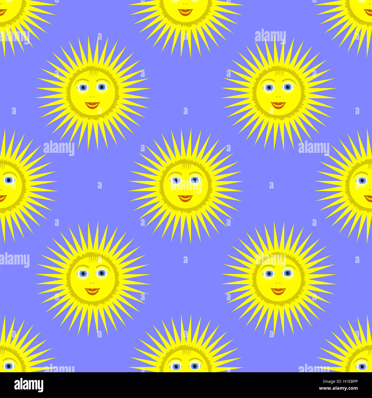 Smiling Yellow Sun Seamless Pattern Stock Photo - Alamy