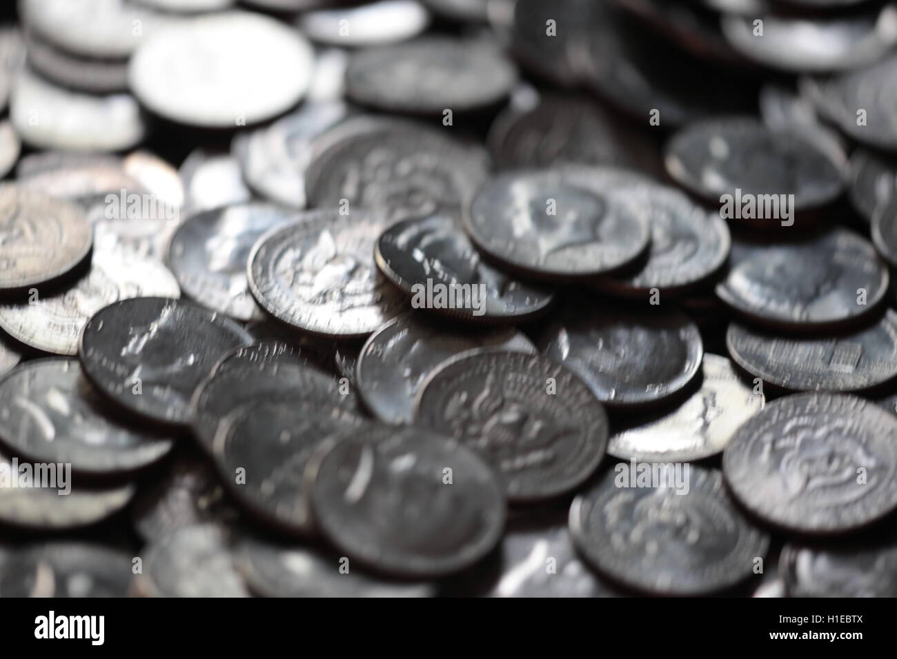 Pile silver bullion coins hi-res stock photography and images - Alamy