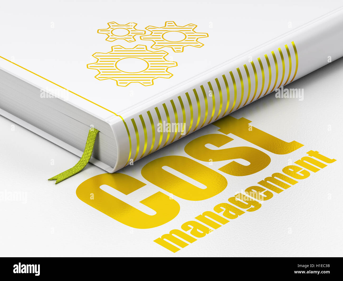 Finance concept: book Gears, Cost Management on white background Stock ...
