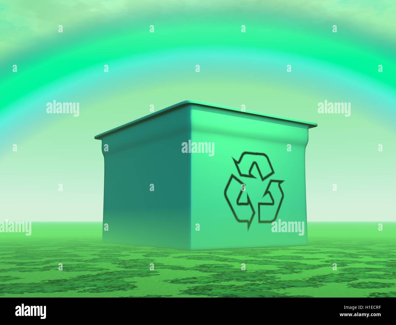 Green recycle bin - 3D render Stock Photo - Alamy