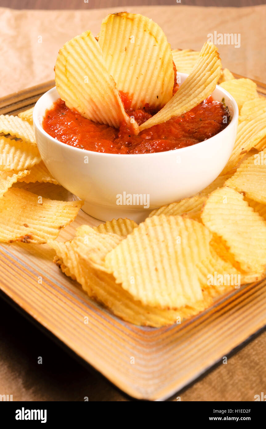 Salsa sauce and potato chips Stock Photo - Alamy