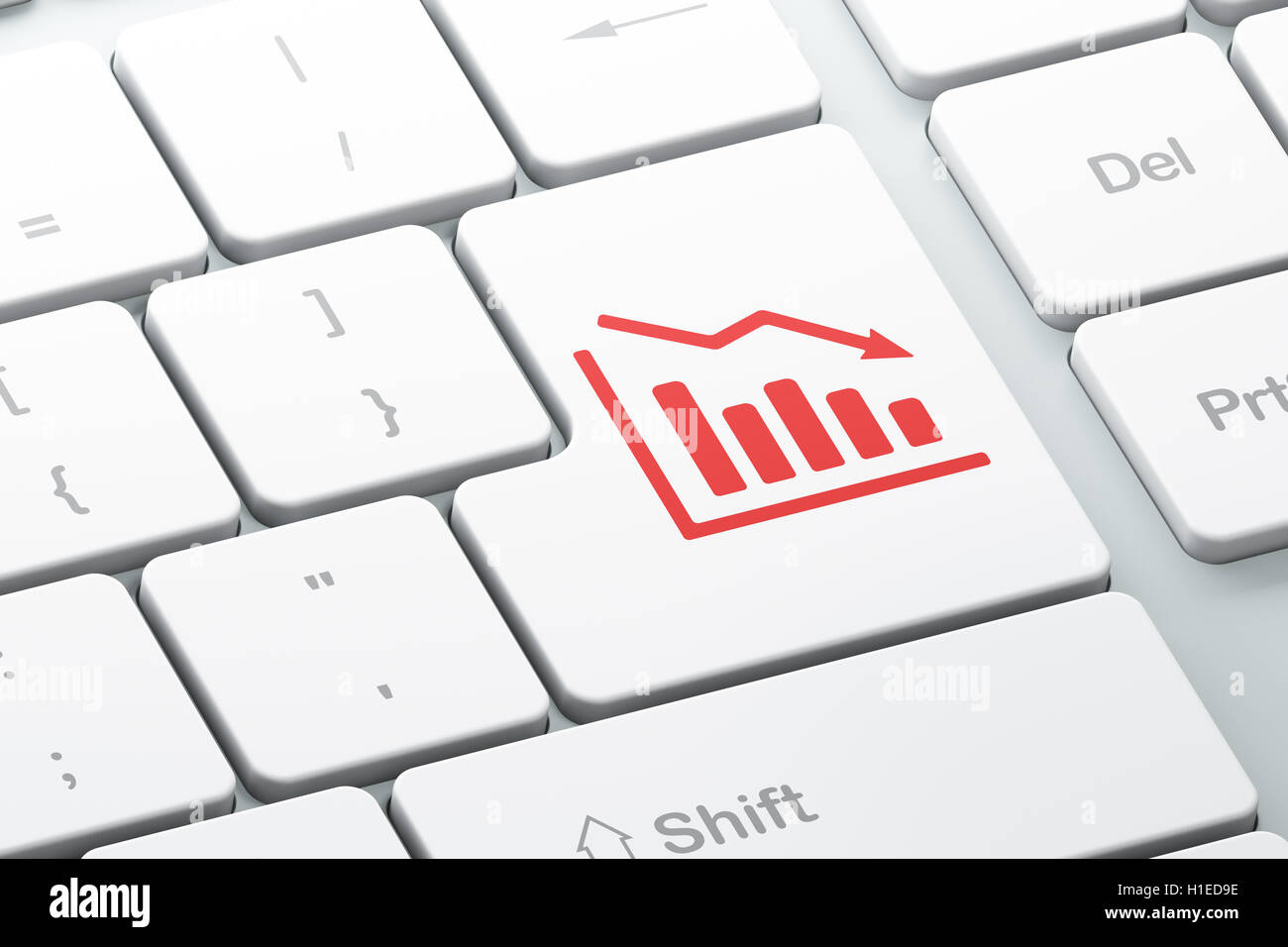News concept: Decline Graph on computer keyboard background Stock Photo ...