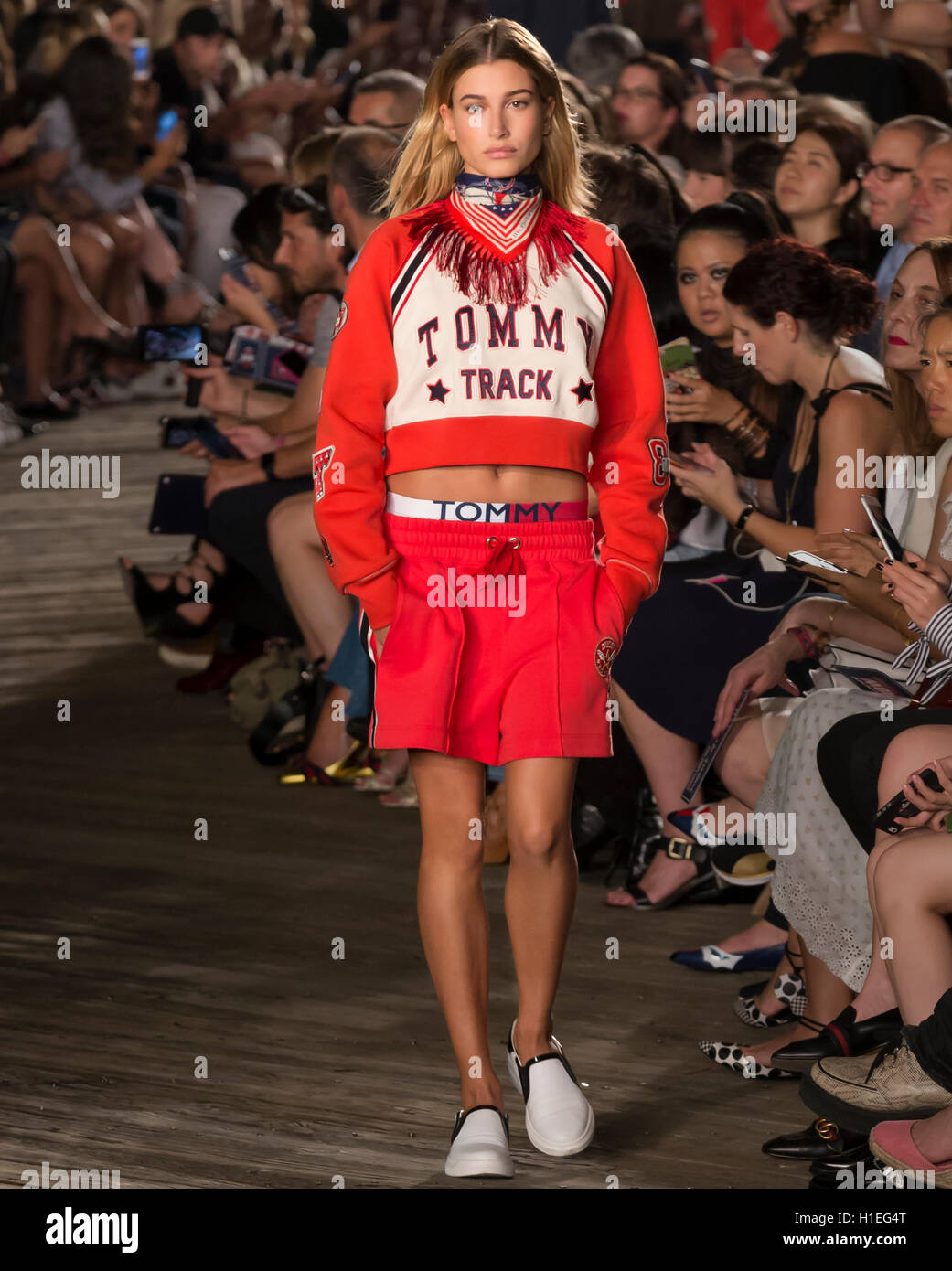 NEW YORK, NY - SEPTEMBER 09, 2016: Hailey Baldwin walks the runway at ...