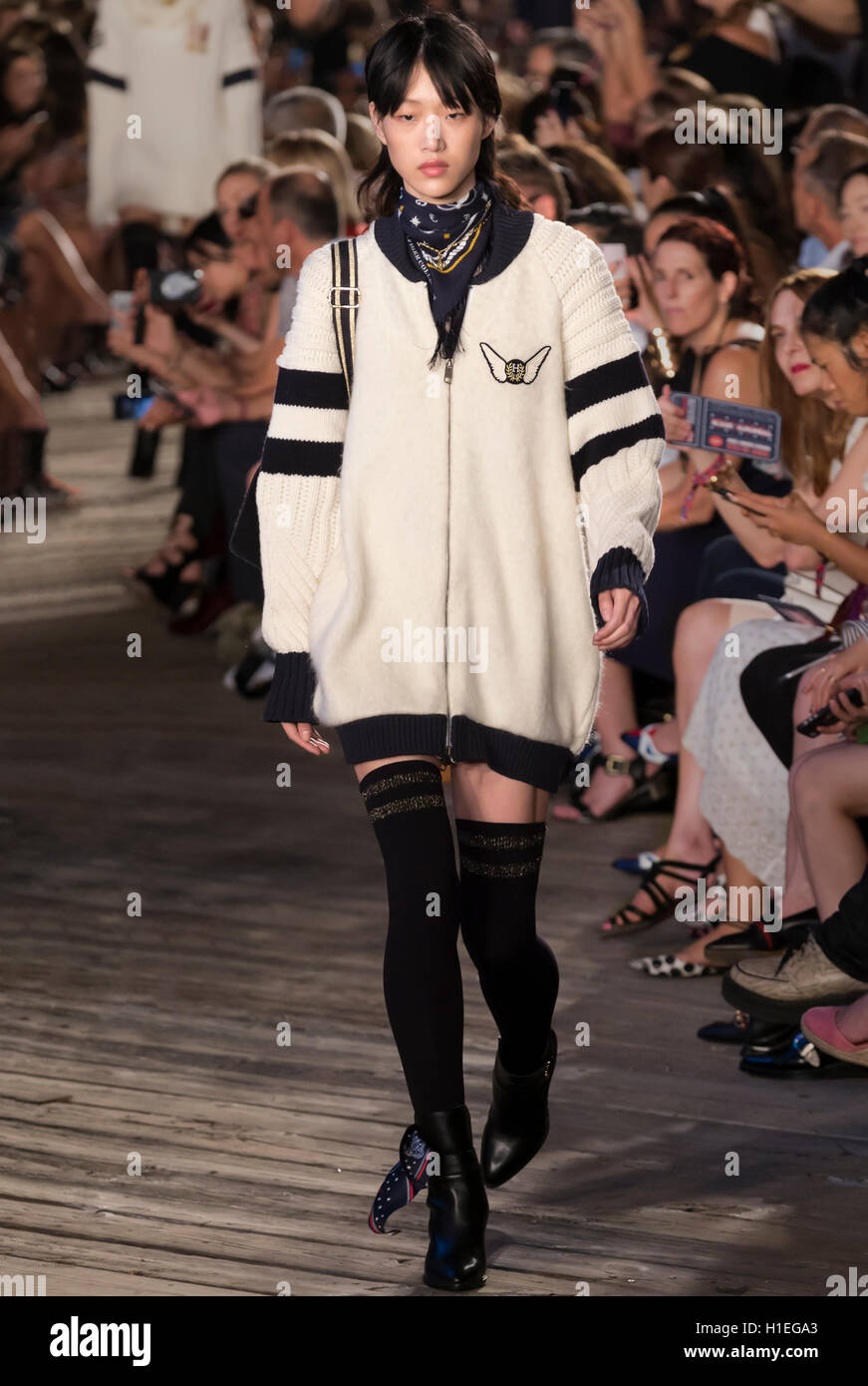 NEW YORK, NY - SEPTEMBER 09, 2016: Sora Choi walks the runway at Tommy ...