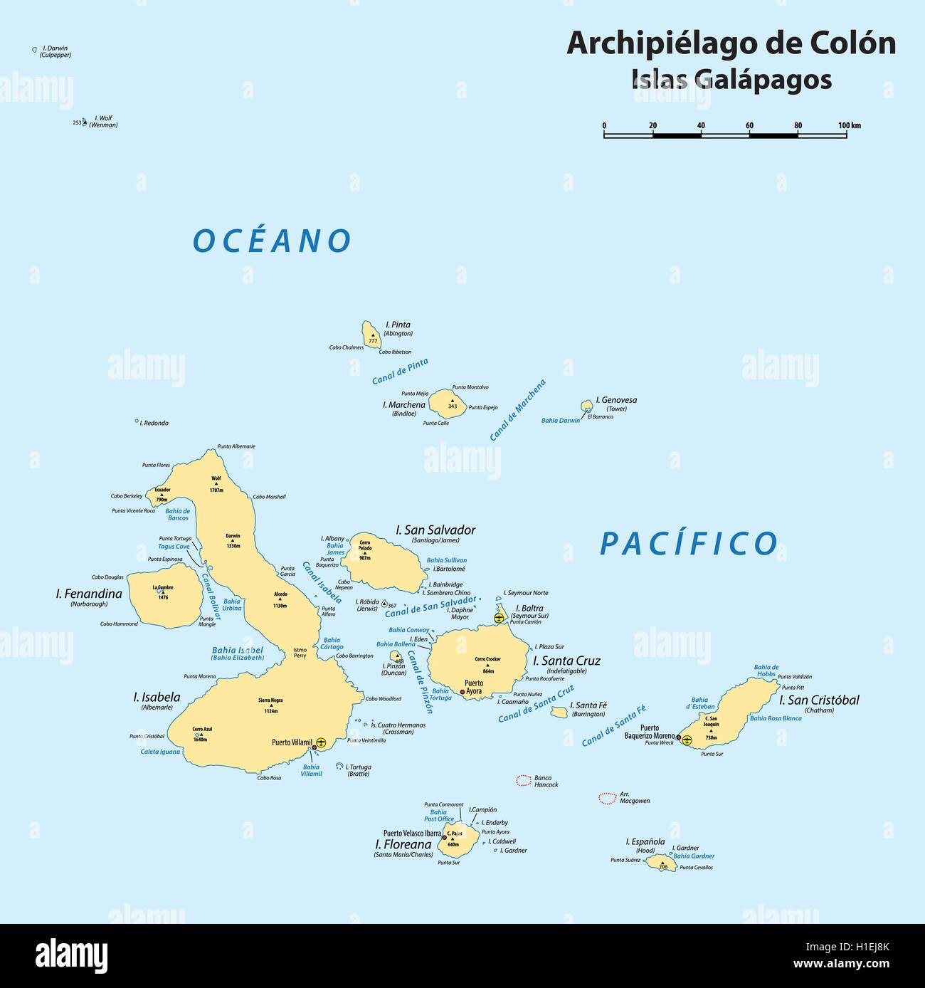 Galapagos map hi-res stock photography and images - Alamy