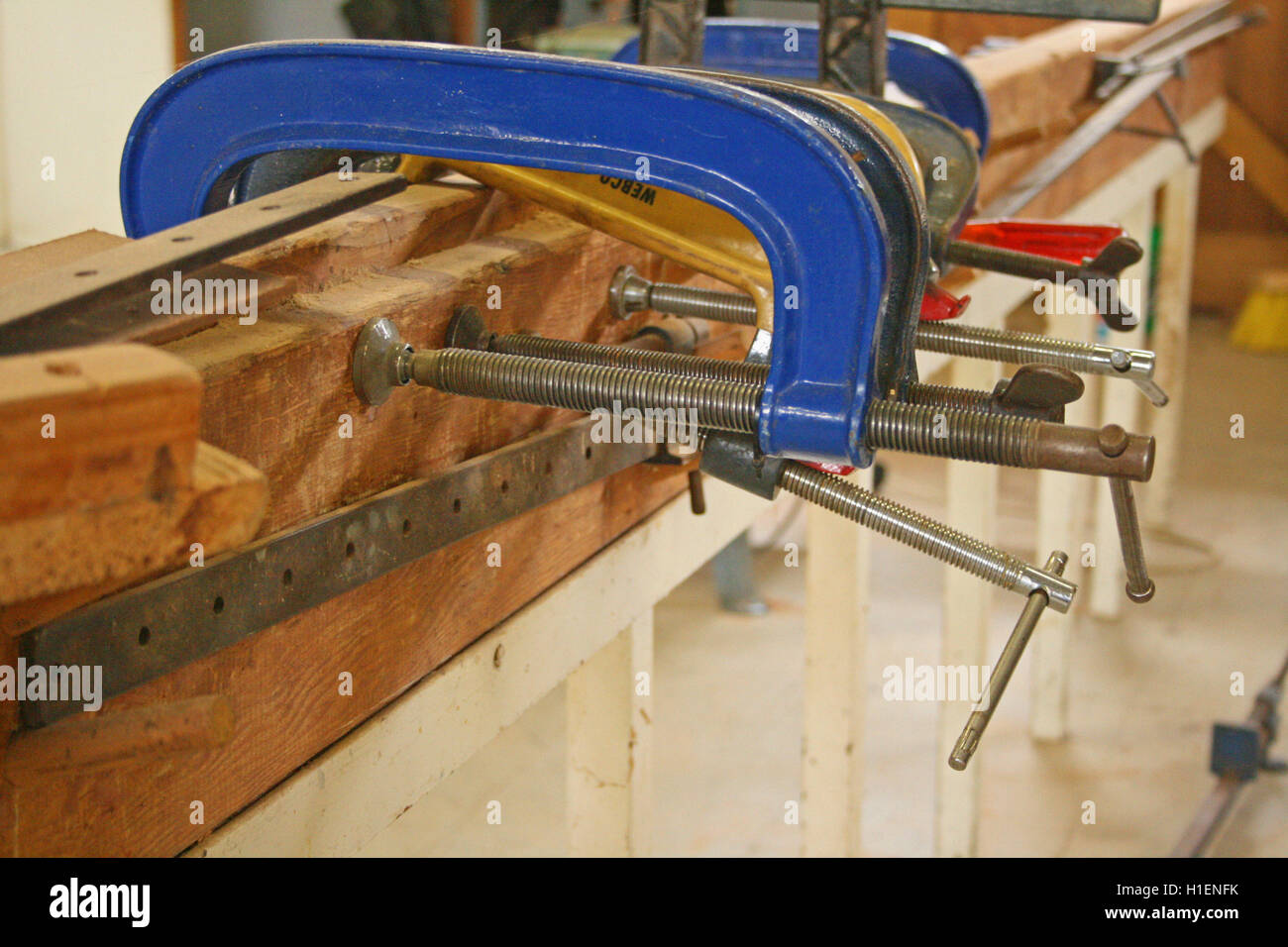 Wood clamps in woodwork classroom, St Mark's School, Mbabane, Hhohho ...