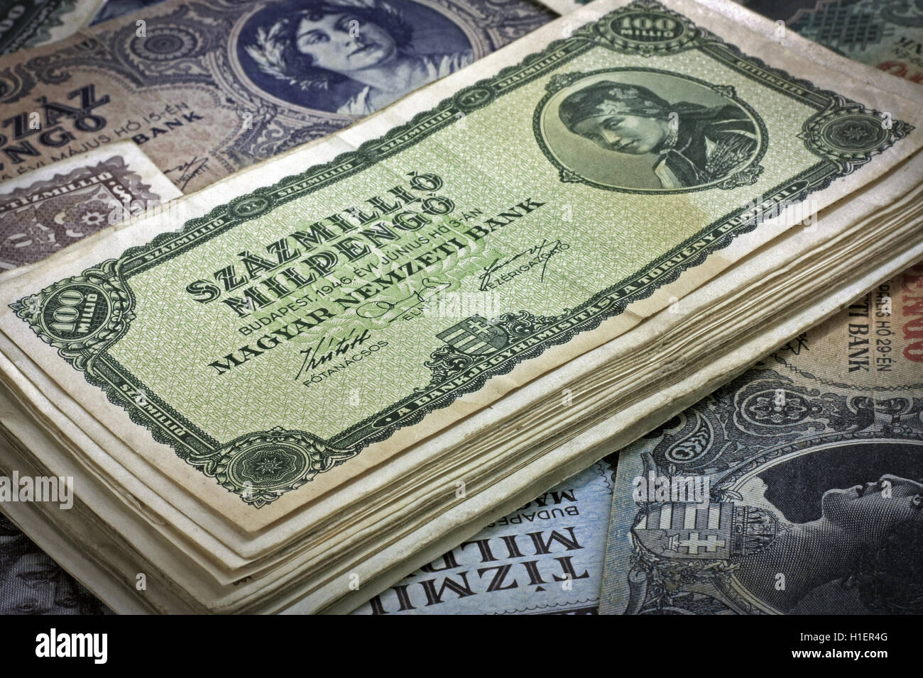 Old Hungarian hundred million pengo currency Stock Photo - Alamy