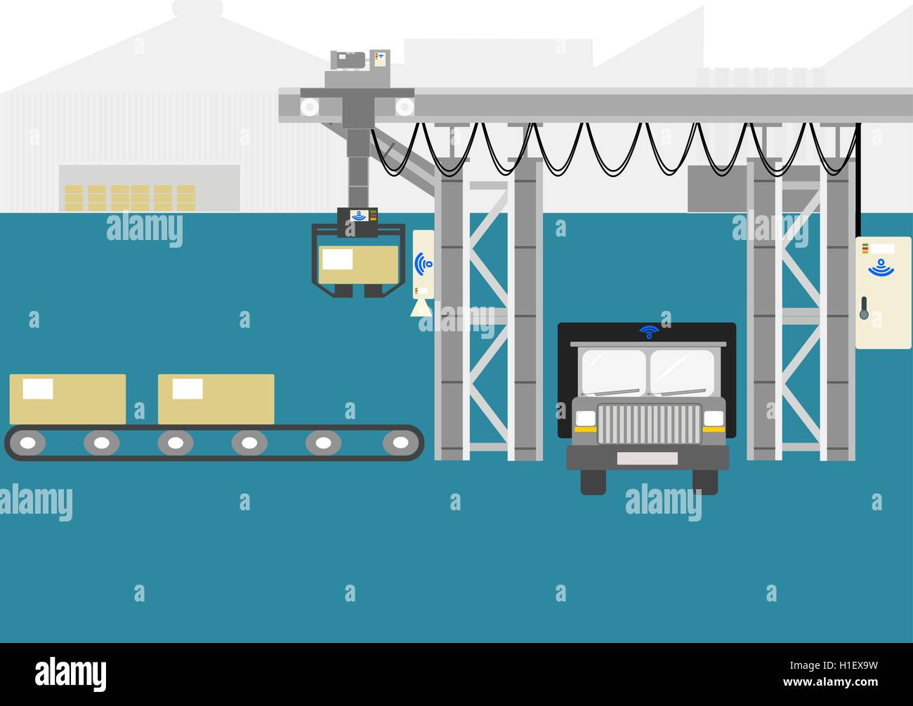 Unloading of goods from a truck vector vectors hi-res stock photography ...