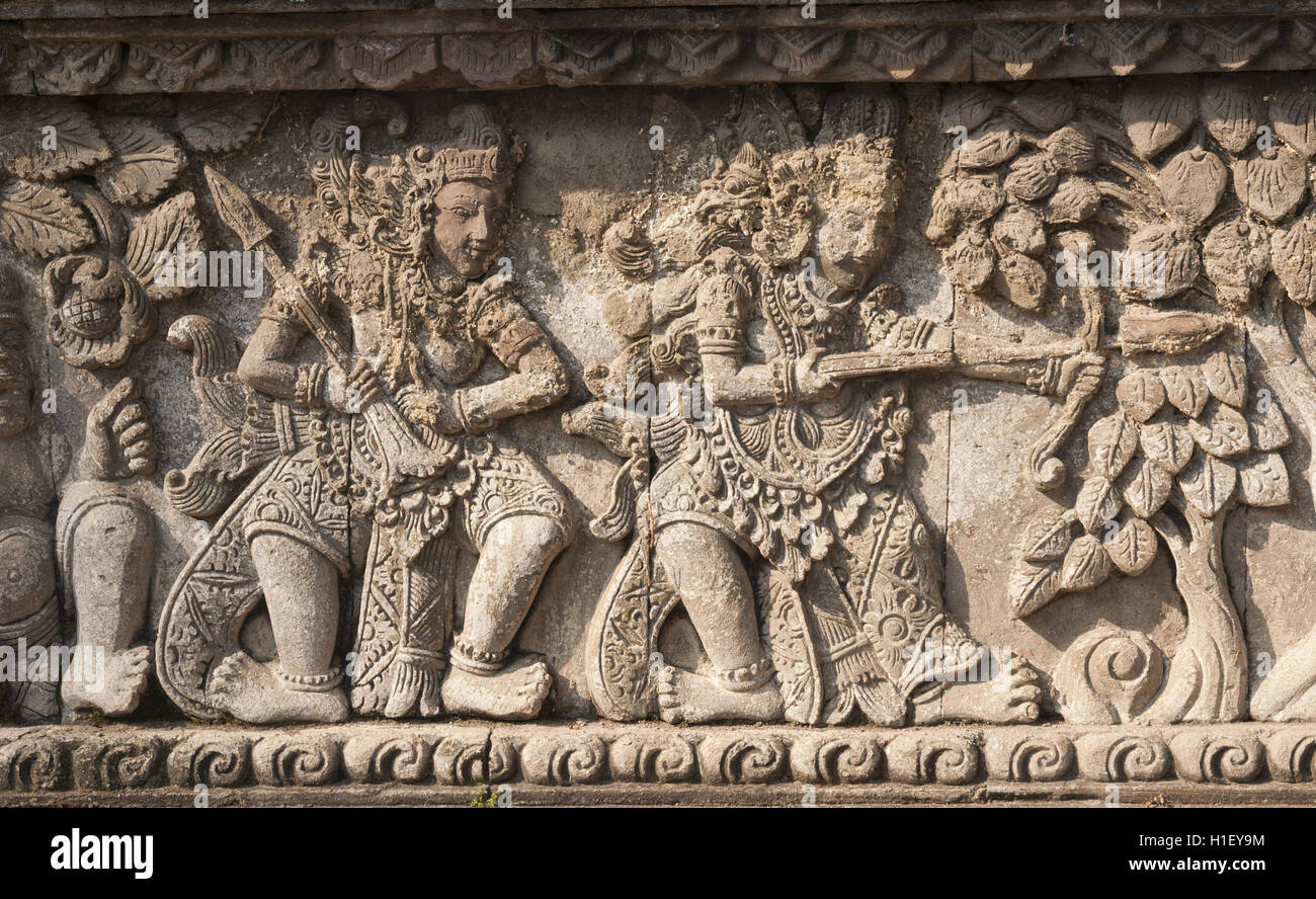 Indonesia, Bali, Sangsit, Pura Beji, low relief carving Stock Photo - Alamy