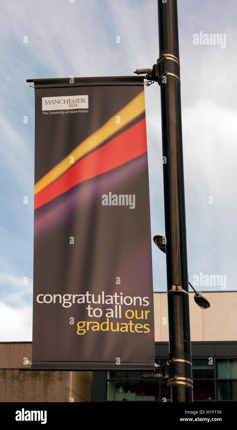 Manchester University Congratulations Banner Stock Photo - Alamy