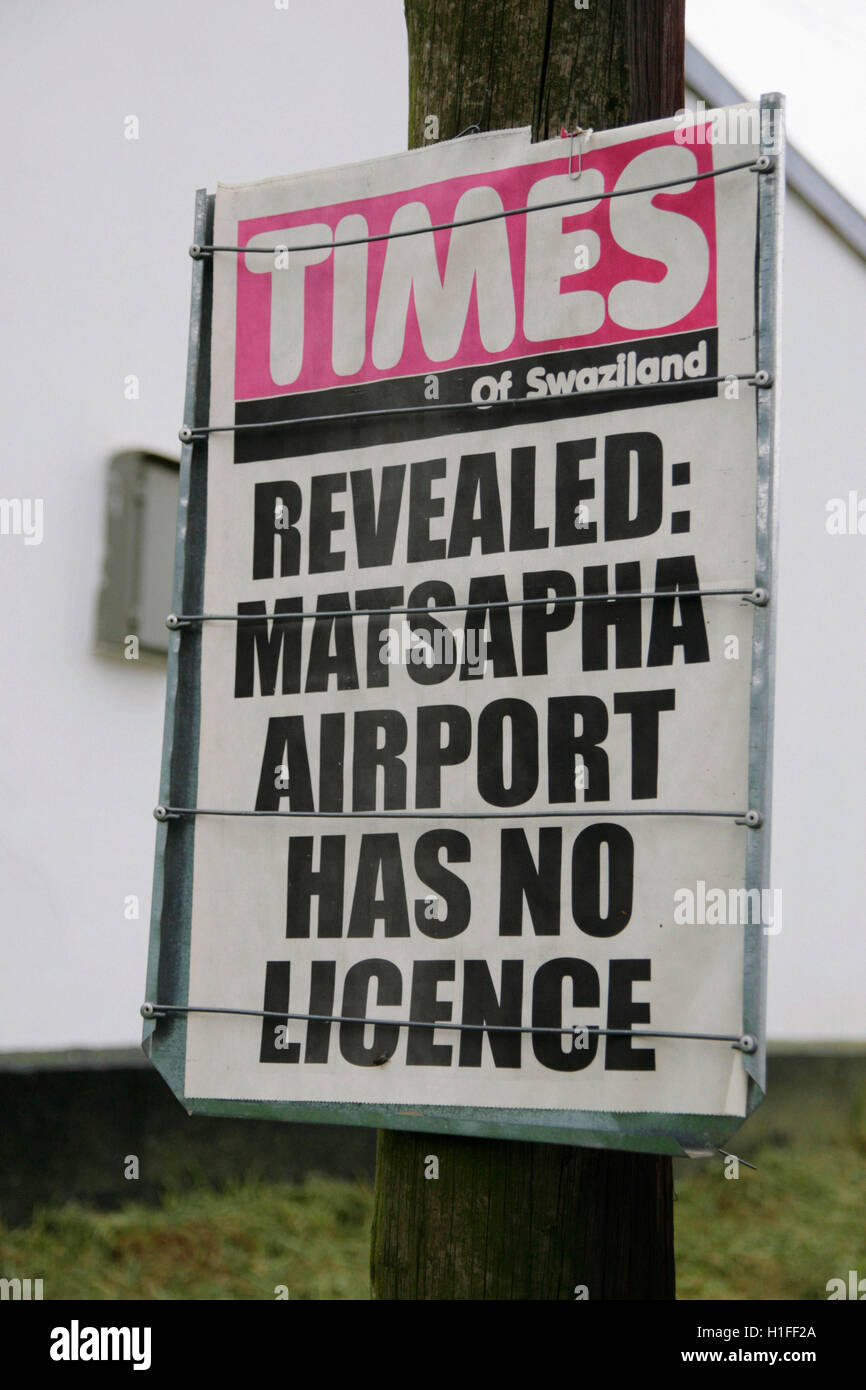 Times of Swaziland newspaper headline,Kingdom of Swaziland Stock Photo ...
