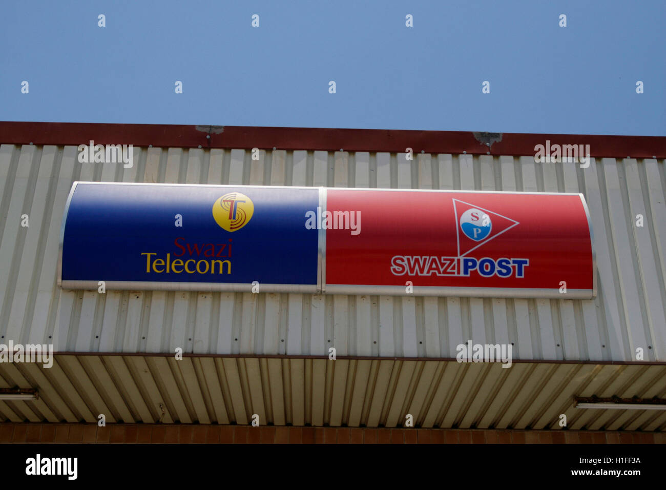 Swazi Post and Swazi Telecom sign, Manzini, Kingdom of Swaziland Stock ...