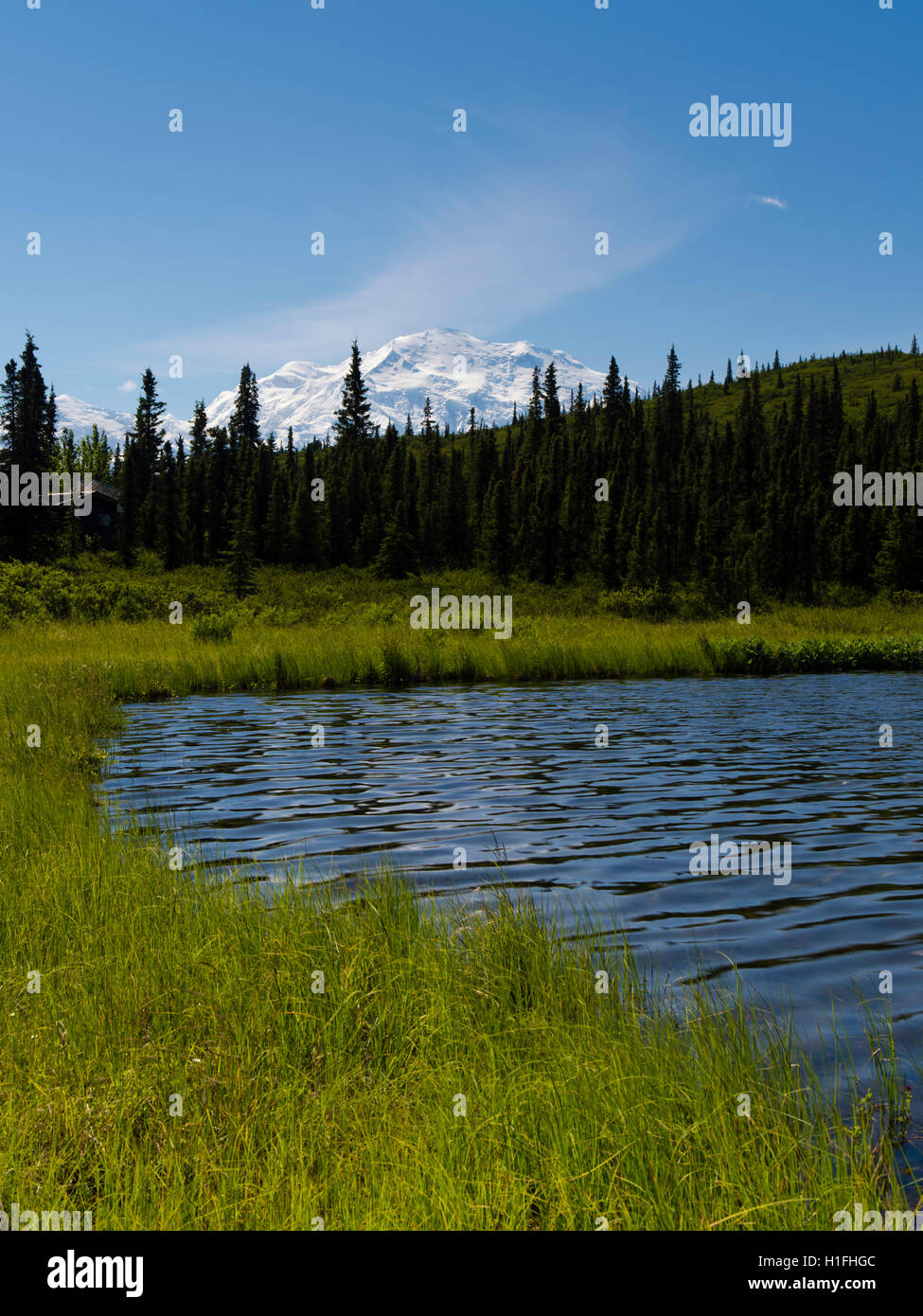 View of Denali, the Great One from the edge of Wonder Lake, Denali ...