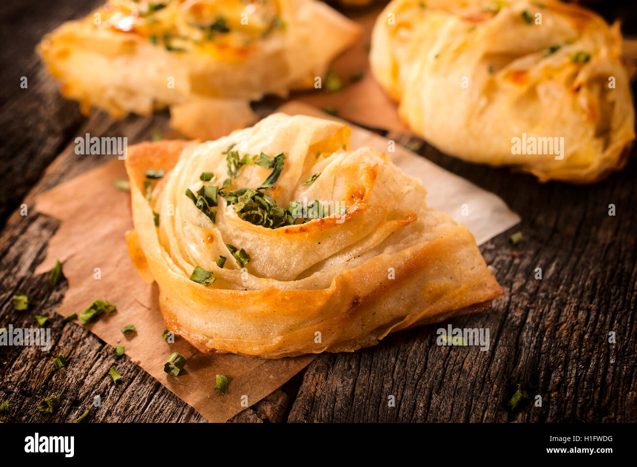 Chive on pie Stock Photo - Alamy