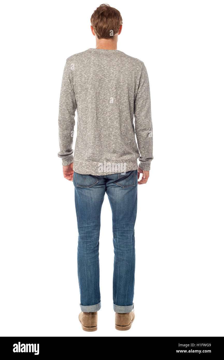 Back pose of smart young guy Stock Photo - Alamy