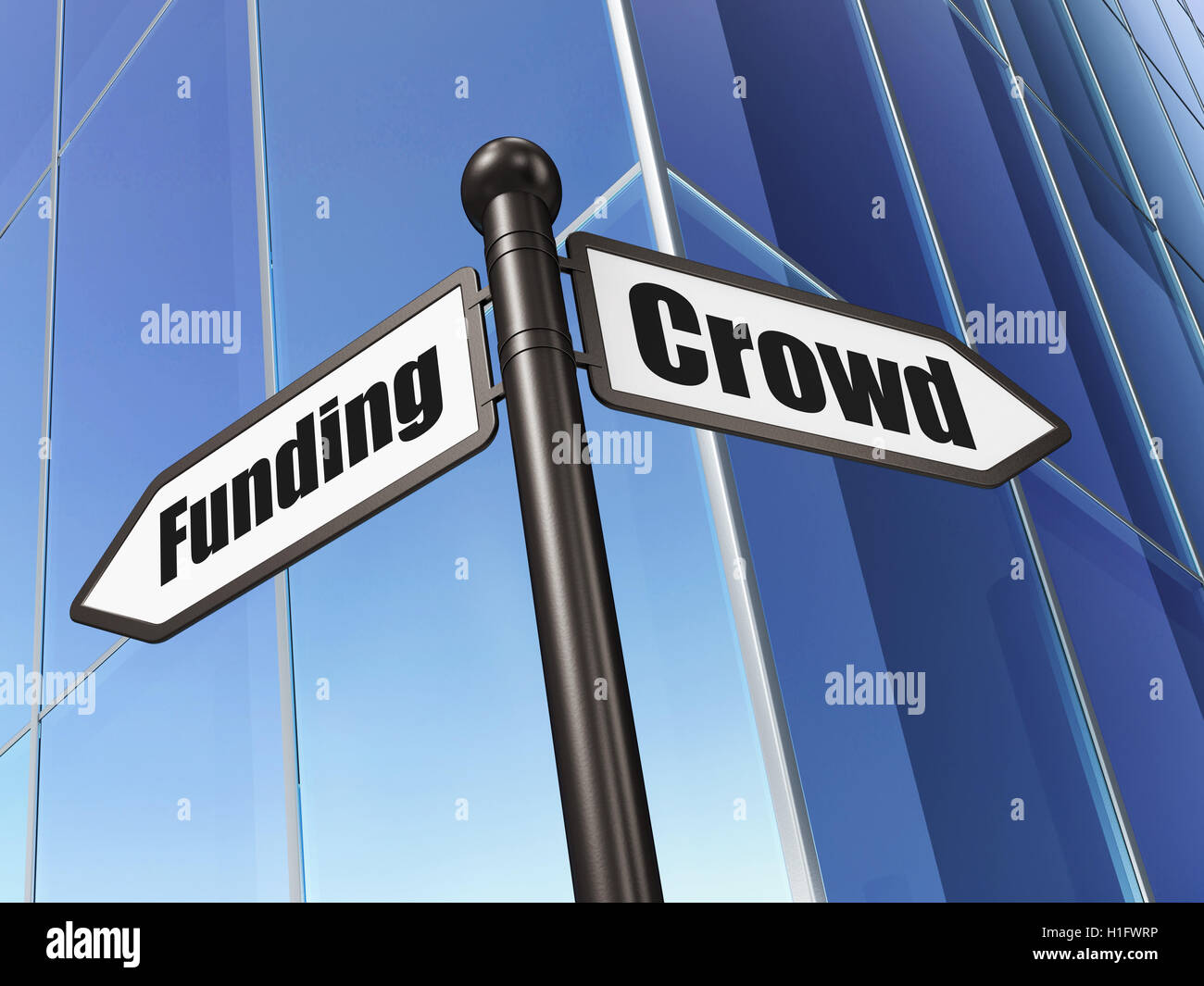 Finance concept: sign Crowd Funding on Building background Stock Photo ...