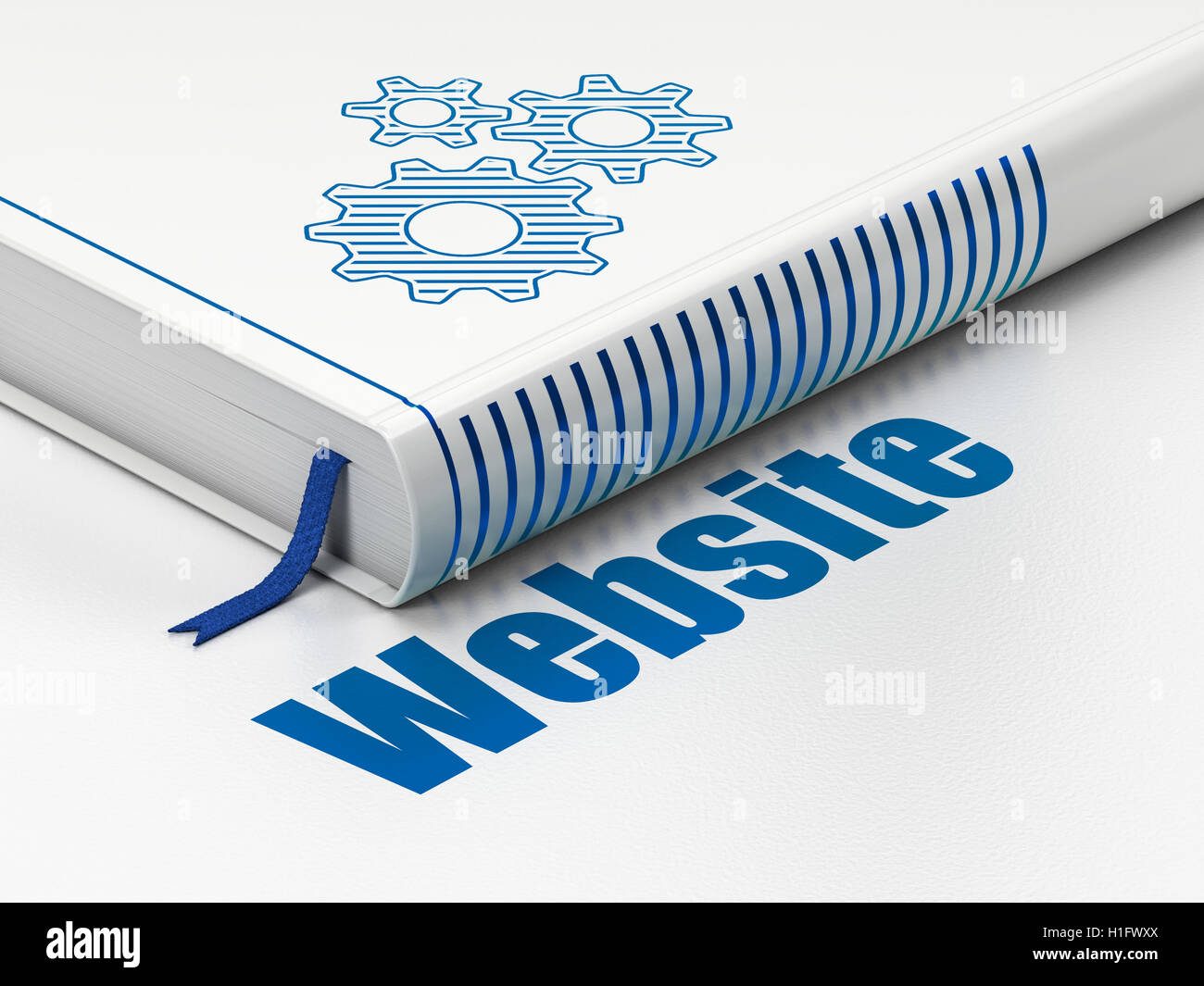 Web development concept: book Gears, Website on white background Stock ...