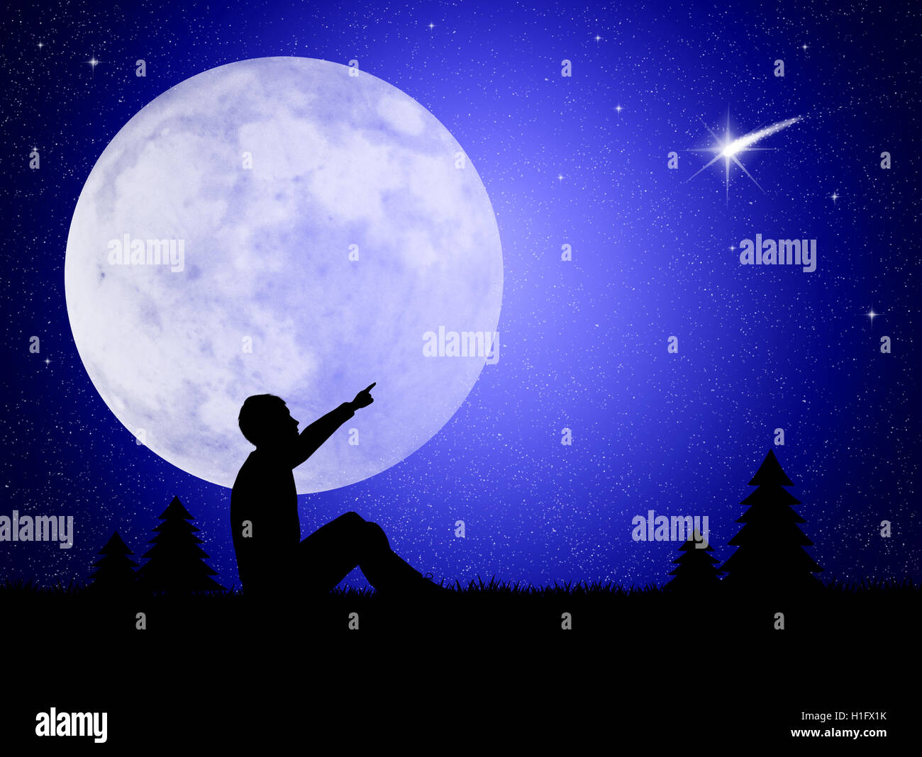 Child looking at stars night hi-res stock photography and images - Alamy