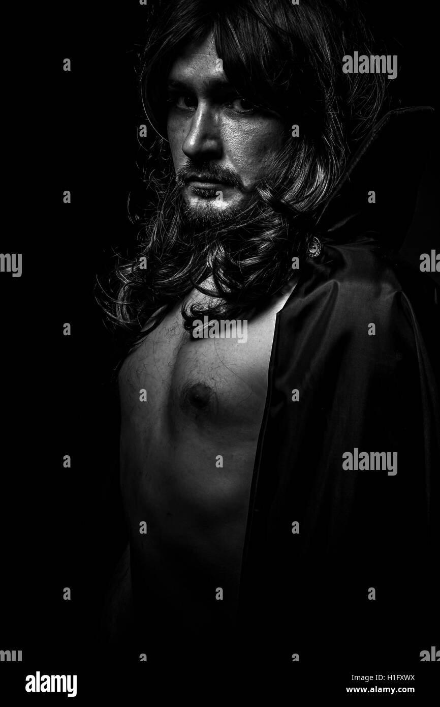 Vampire, Male model, evil, blind, fallen angel of death Stock Photo - Alamy