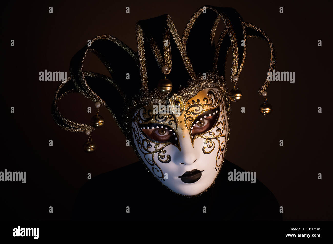portrait with jester mask Stock Photo - Alamy