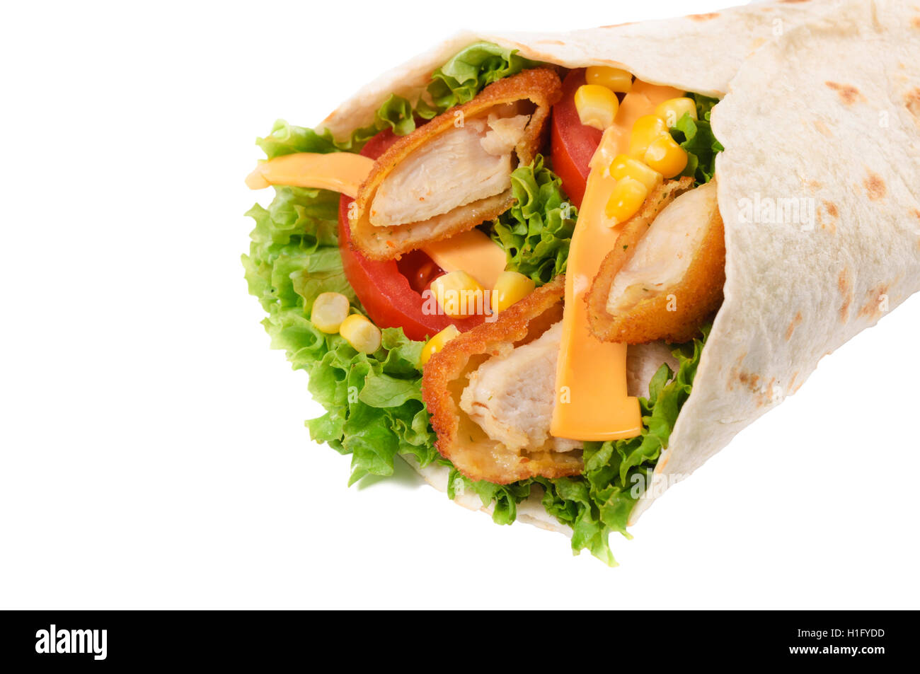Chicken wrap isolated Stock Photo - Alamy