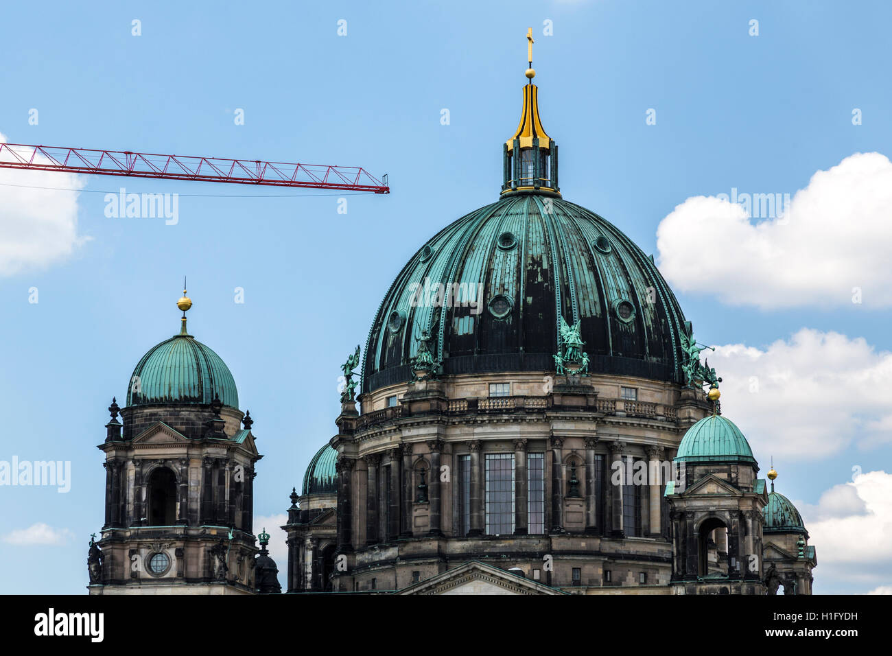 detail of the berliner dom with building crane Stock Photo - Alamy